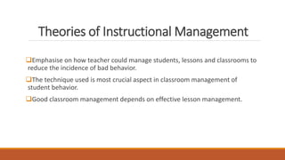 Classroom management approaches and Theories and models of classroom ...