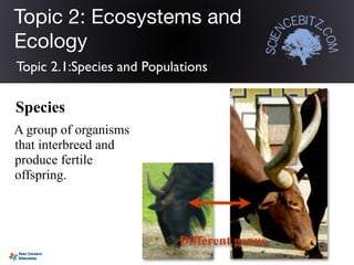 Topic 2.1 species and populations (fc) | PDF