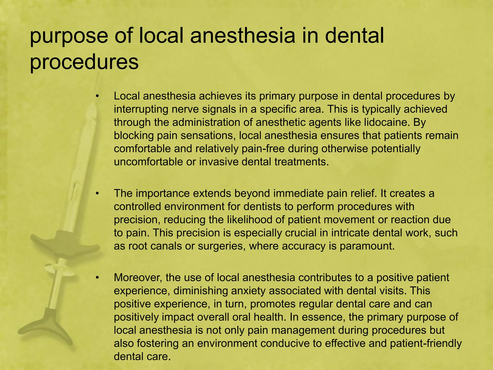 local anesthesia in dentistry definition of terms and indications and ...