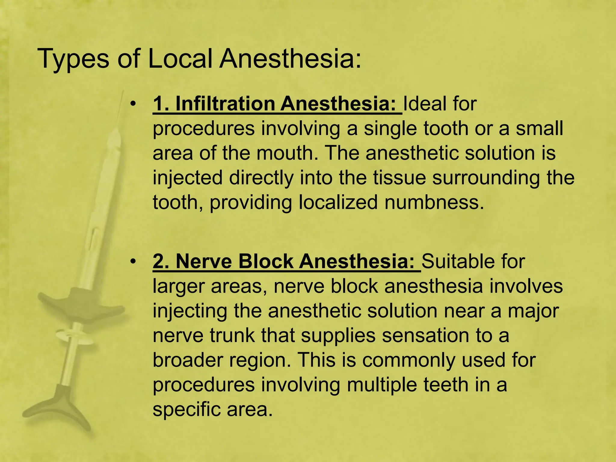 local anesthesia in dentistry definition of terms and indications and ...