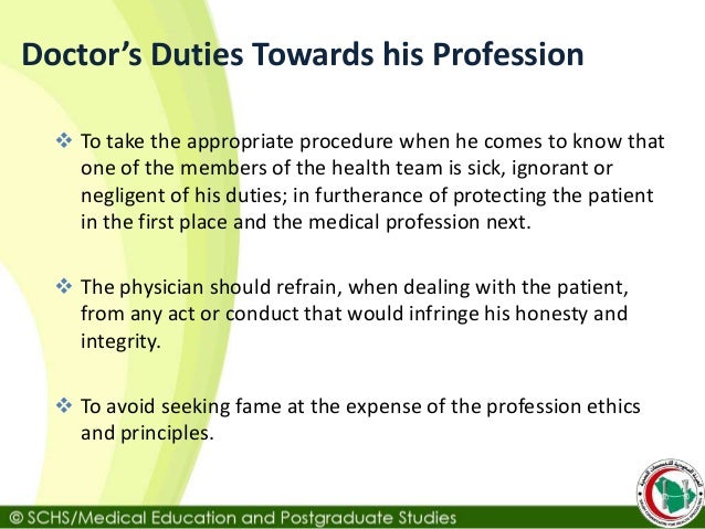 SCHS Topic 2: Doctor’s Professional Duties