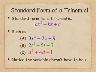 Topic 2 factoring trinomials part 1 | PDF