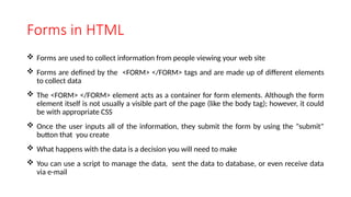 Topic 2 - HTML Form Design.pptx for HTML and web | PPTX