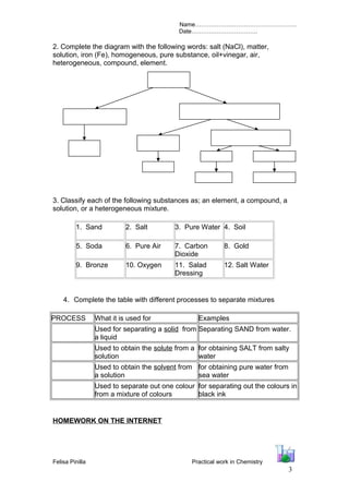 Topic 2. Mixtures Activities | DOC