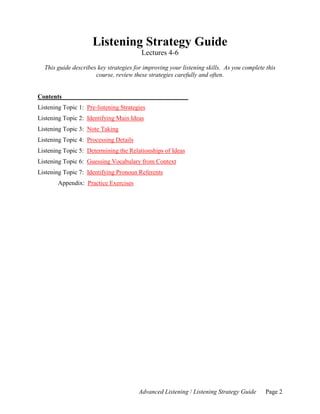 Listening Strategy Guide | PDF