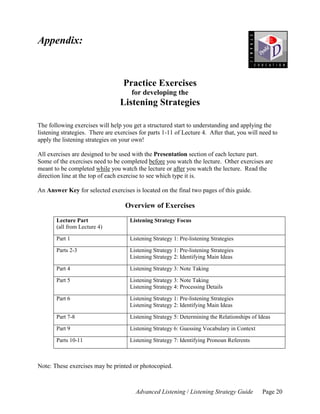 Listening Strategy Guide | PDF