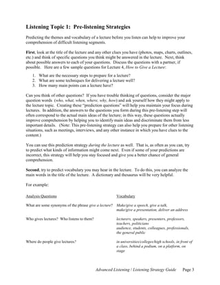 Listening Strategy Guide | PDF