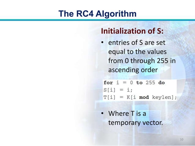 Topic20 The RC4 Algorithm.pptx | Information and Network Security | Computing