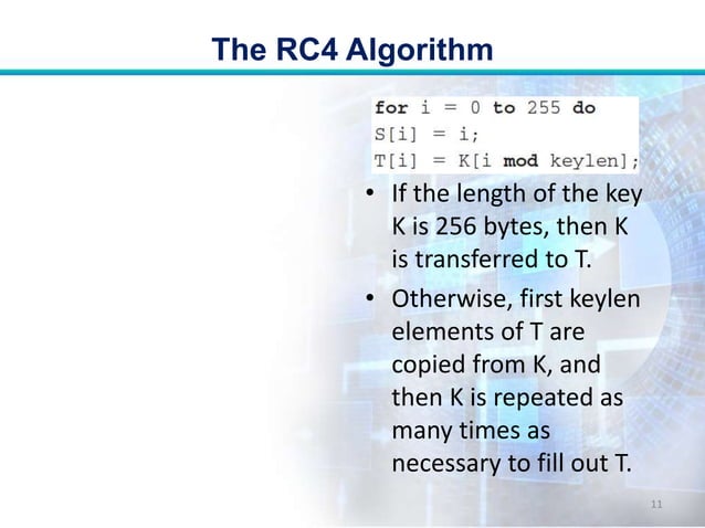 Topic20 The RC4 Algorithm.pptx | Information and Network Security | Computing