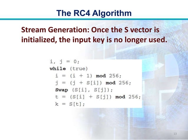 Topic20 The RC4 Algorithm.pptx | Information and Network Security | Computing