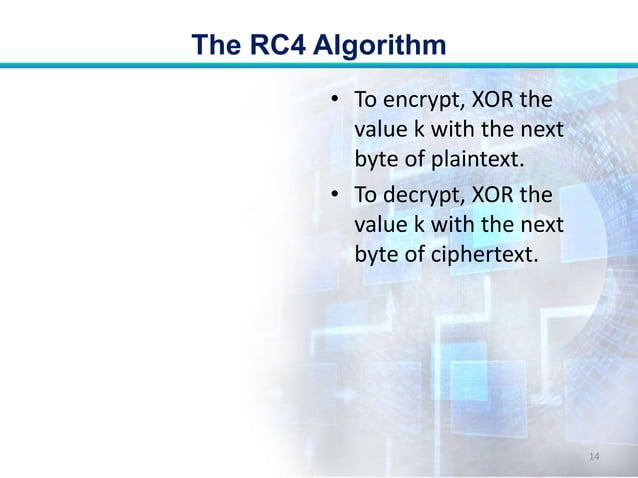 Topic20 The RC4 Algorithm.pptx | Information and Network Security | Computing