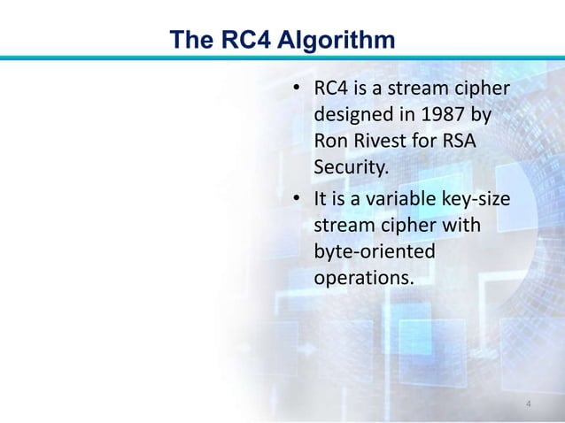 Topic20 The RC4 Algorithm.pptx | Information and Network Security ...
