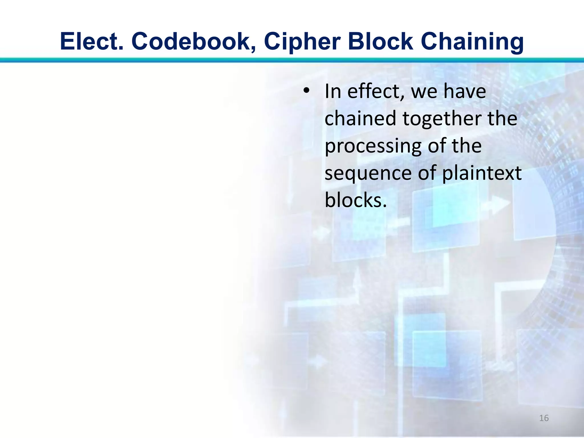 Topic21 Elect. Codebook, Cipher Block Chaining.pptx