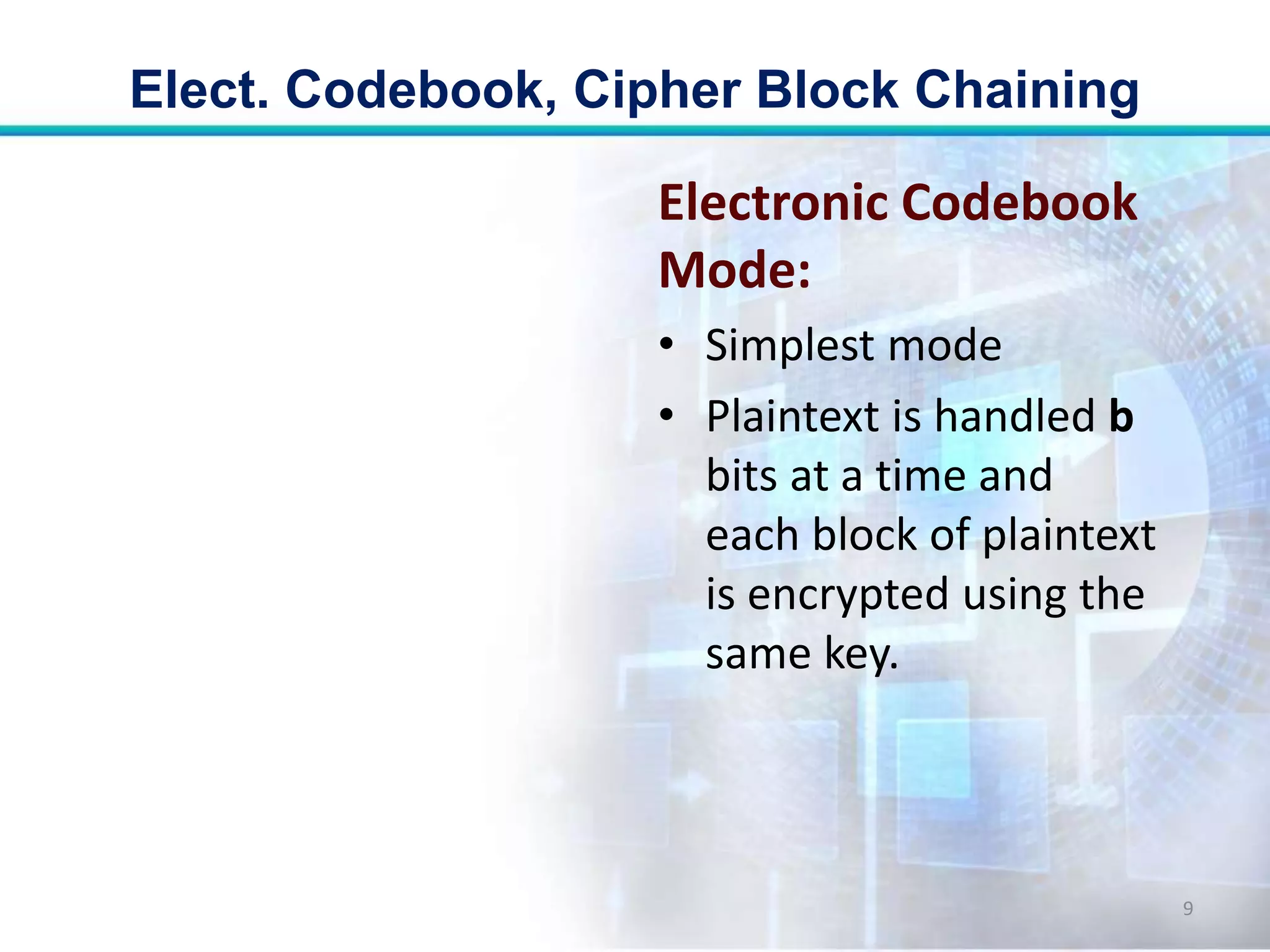 Topic21 Elect. Codebook, Cipher Block Chaining.pptx