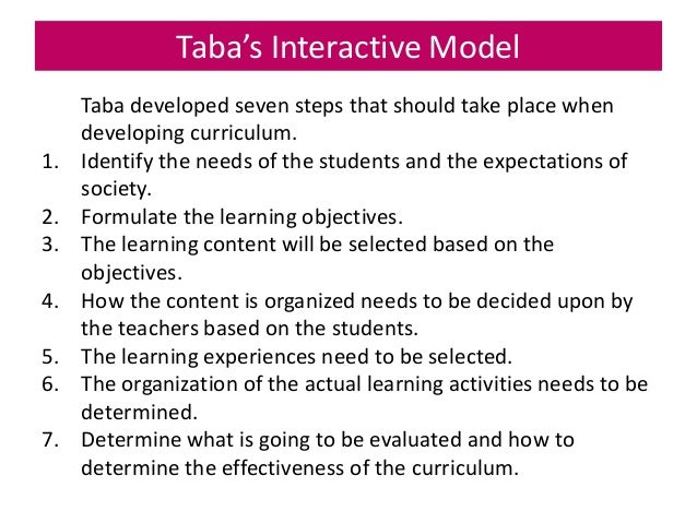 Topic 2a Models of Curriculum Design