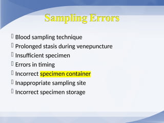 Biochemical Analysis Chemical Pathology - Error Types | PPT