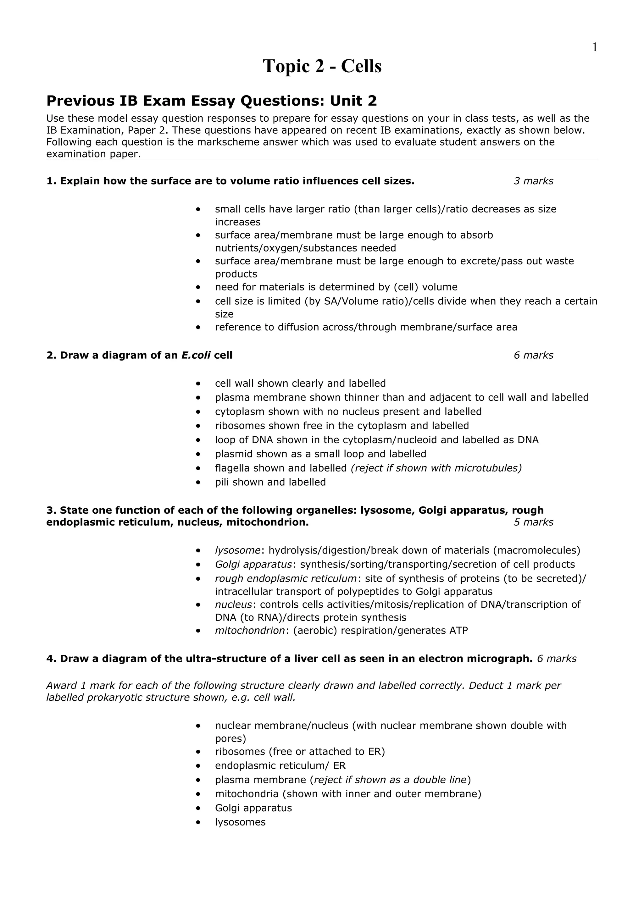 Topic 2 cells essay qus | DOC