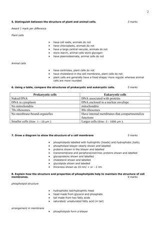 Topic 2 cells essay qus | DOC