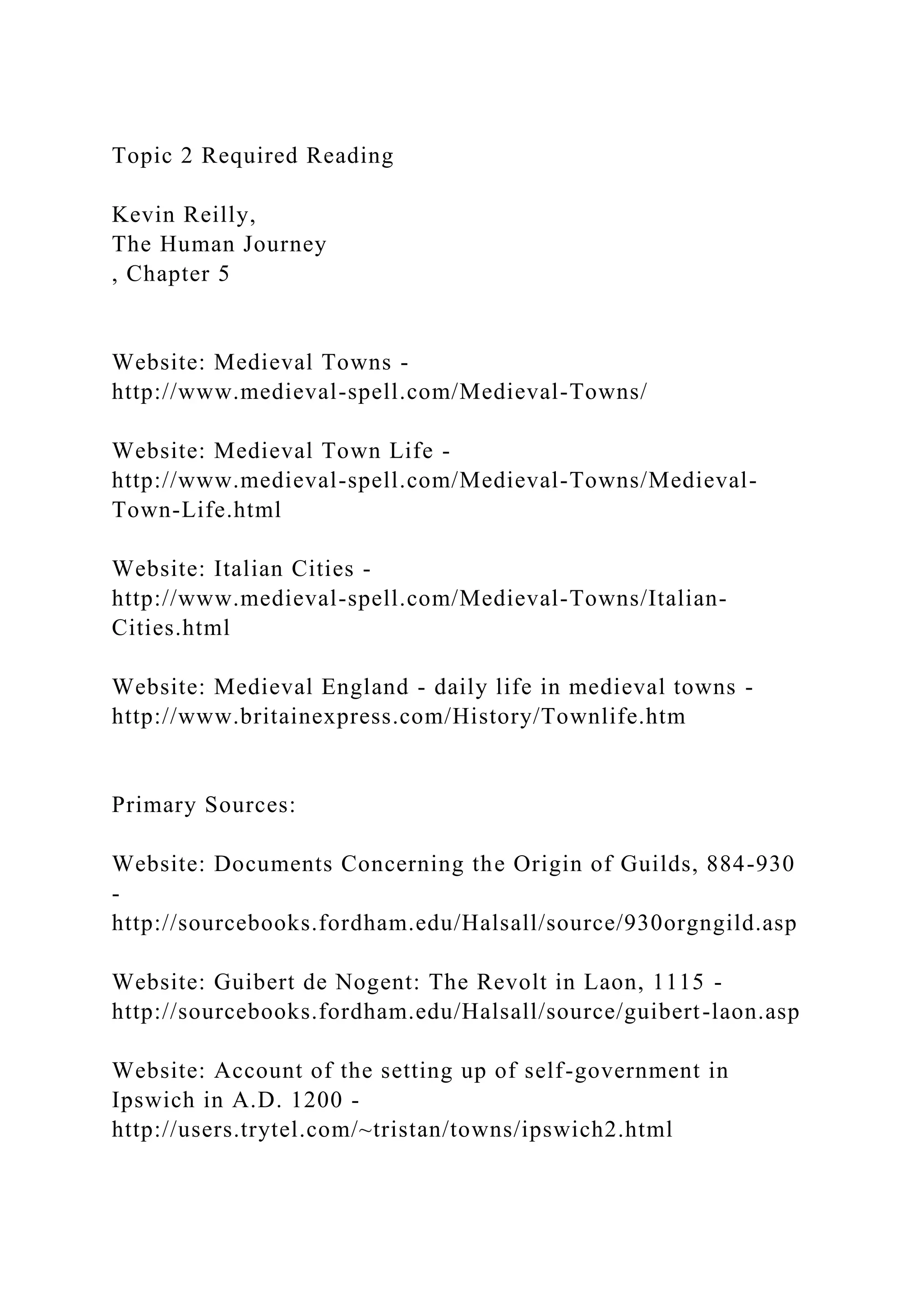 Topic 2 Required ReadingKevin Reilly, The Human Journey, Cha | DOCX