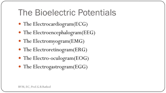 Topic 2 sources of bioelectric potentials | PPT