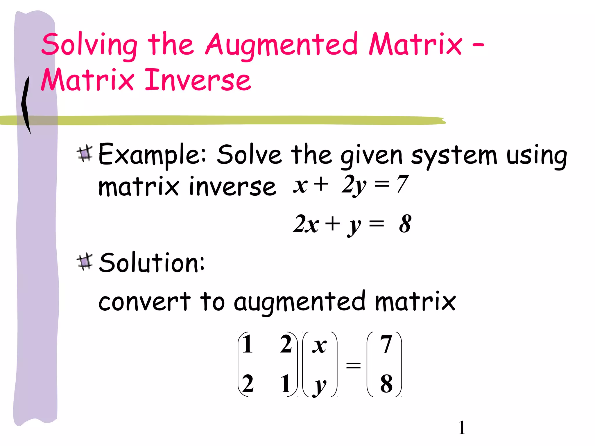 Topic 2 systems of linear equation (part 2) | PPT