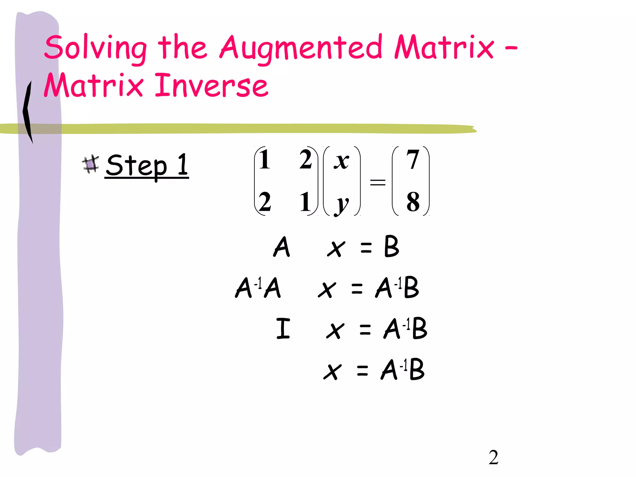 Topic 2 systems of linear equation (part 2) | PPT