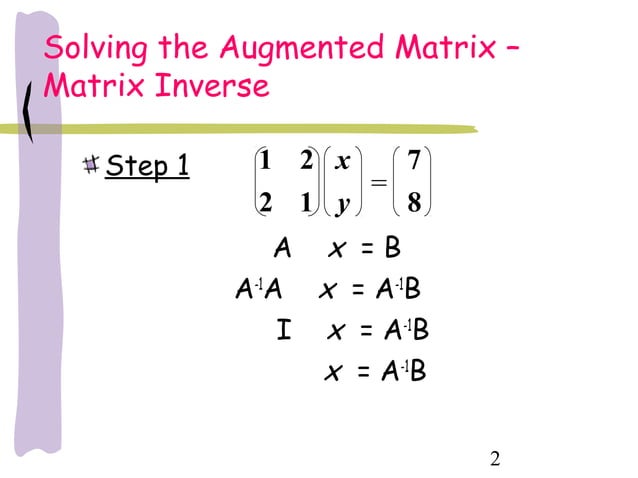 Topic 2 systems of linear equation (part 2) | PPT