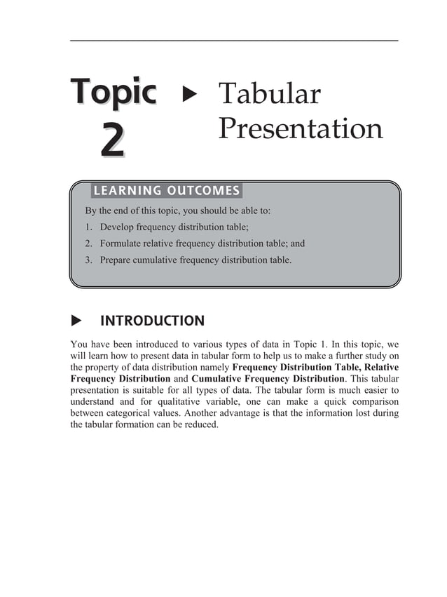Topic 2 tabular presentation | PDF | Homework and Study | Education