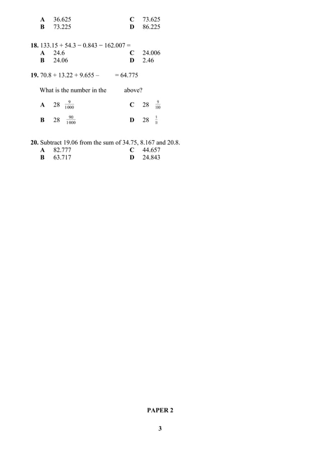 Topic 3 decimals | PDF