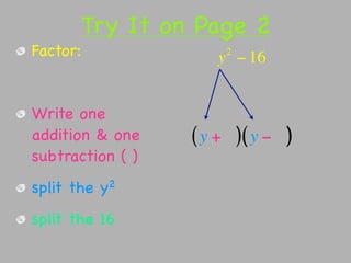Module 10 Topic 3 factoring perfect square & difference of square | PPT