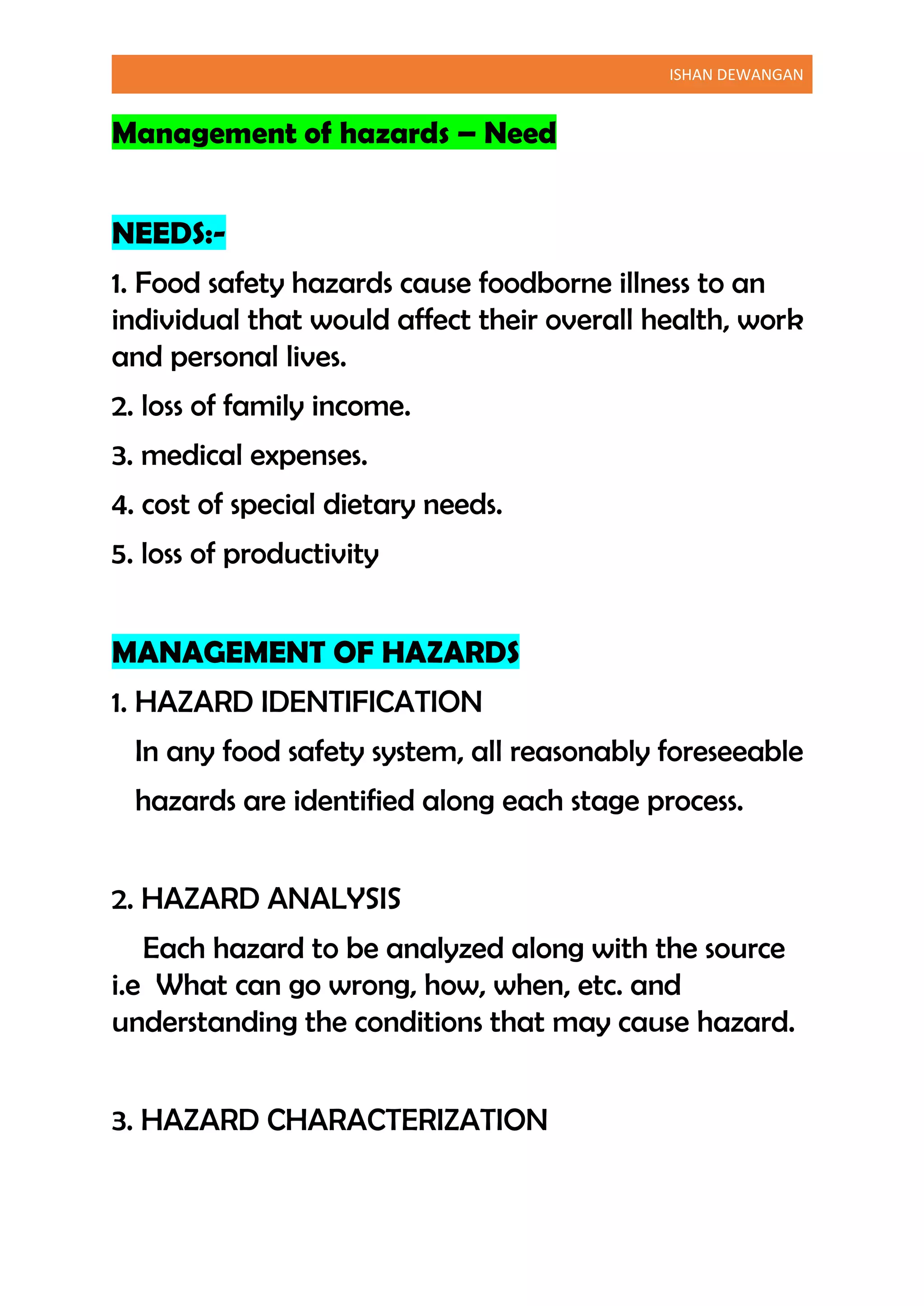 Hazards and risks, management of hazard, control of parameters | PDF