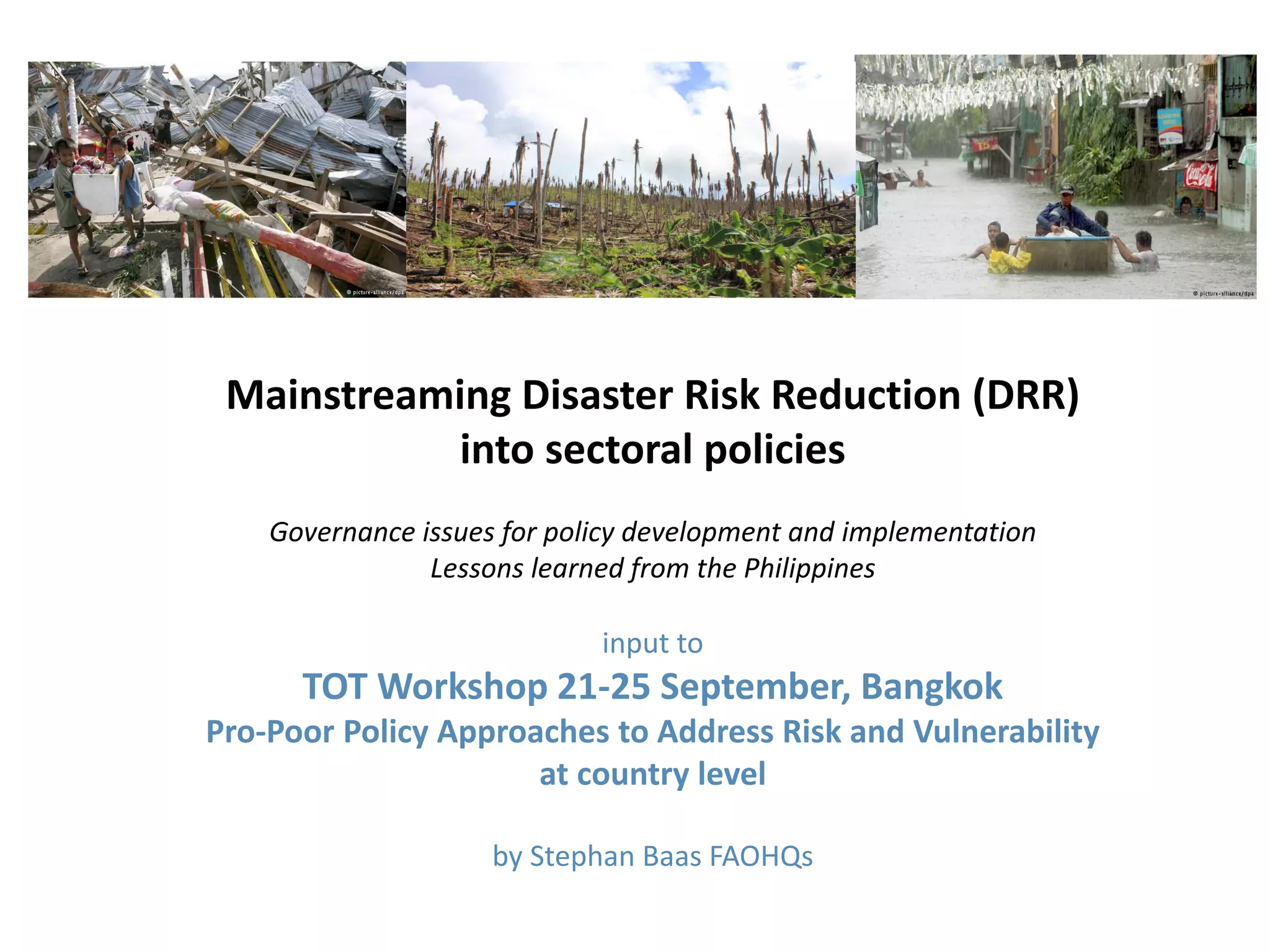 Mainstreaming Disaster Risk Reduction (DRR) into sectoral policies | PDF