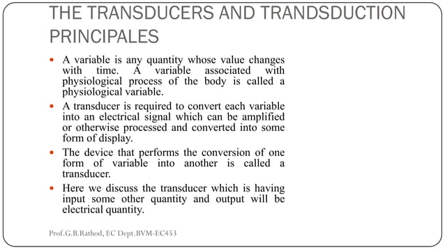 Topic-3 : Basic transducer principles & Electrodes | PDF