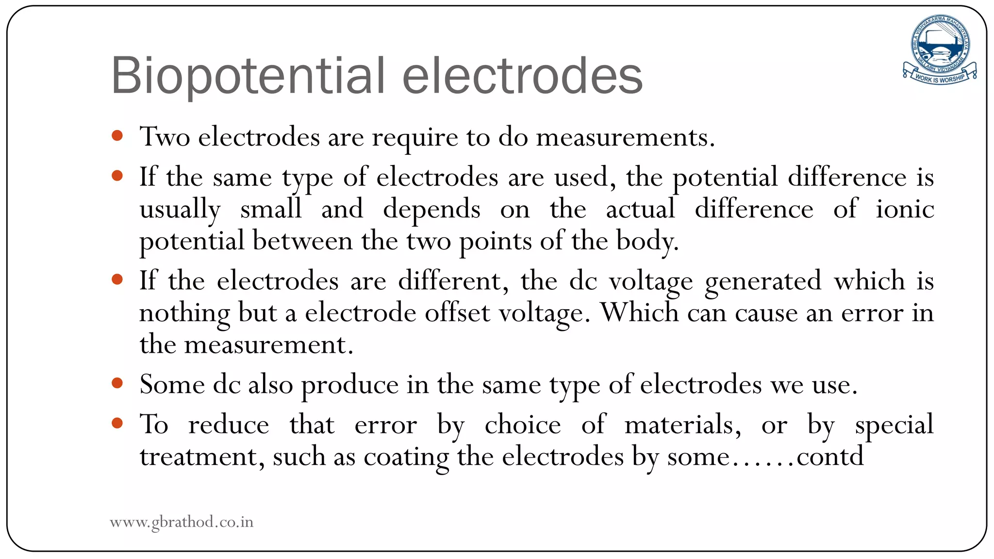 Topic 3 Bioelectrodes-sensors-transducers | PPT