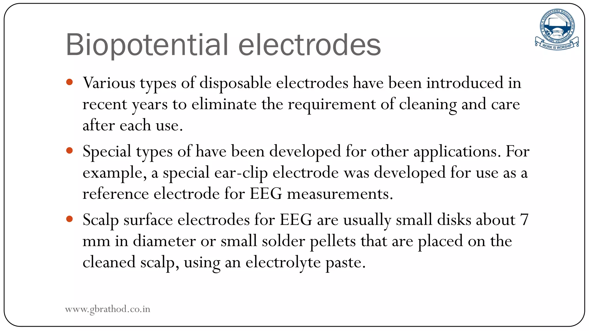 Topic 3 Bioelectrodes-sensors-transducers | PPT