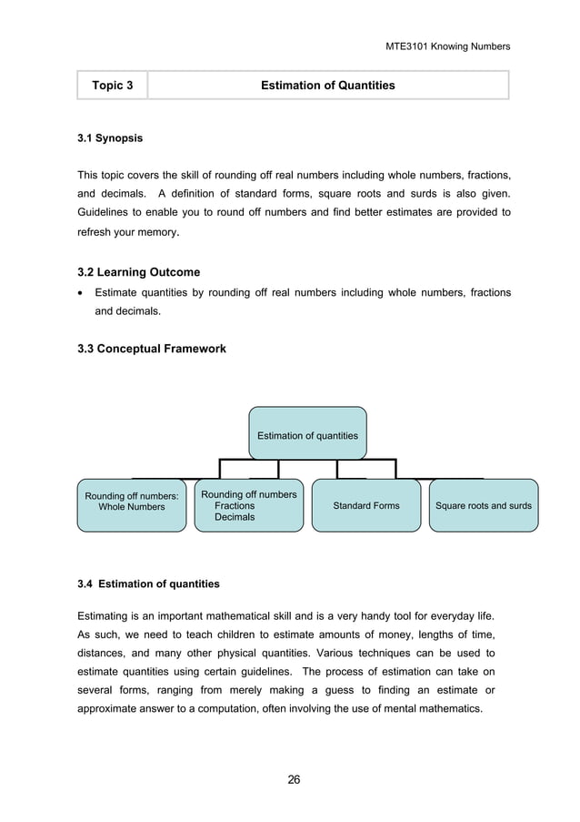 Topic 3 estimating quantity | PDF