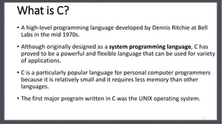 Introduction to C Programming | Importance of Learning C | PPT