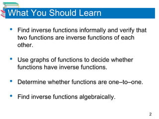 Topic 3 Inverse of function, steps to find inverse and properties of ...
