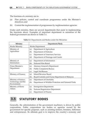 Topic 3 main components of the malaysian government system | PDF