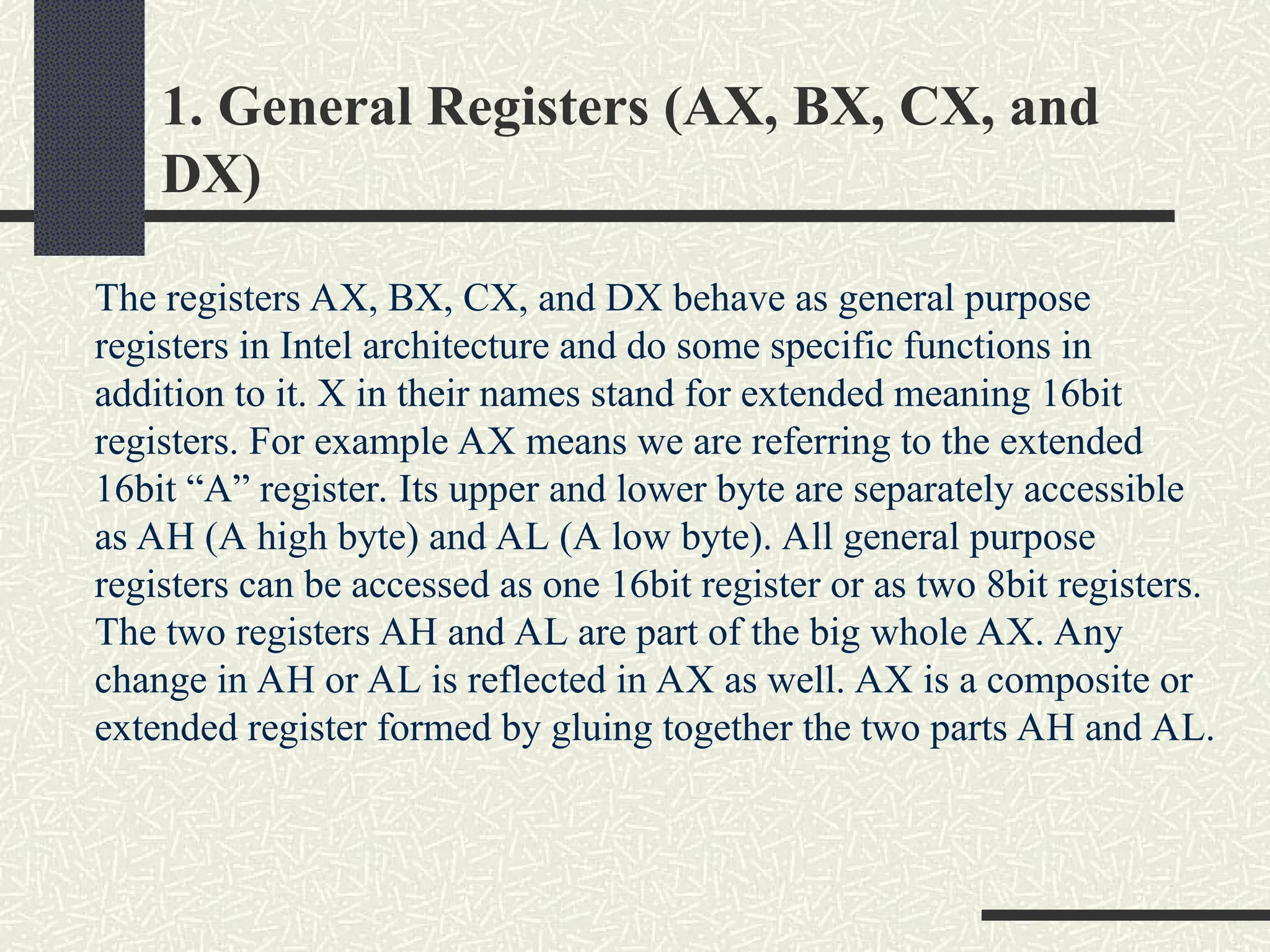 (Registers & Flags ) and their function in assembly | PPT
