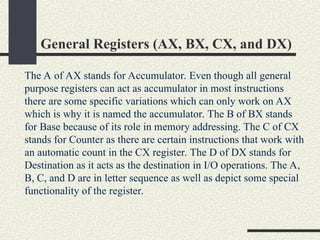(Registers & Flags ) and their function in assembly | PPT
