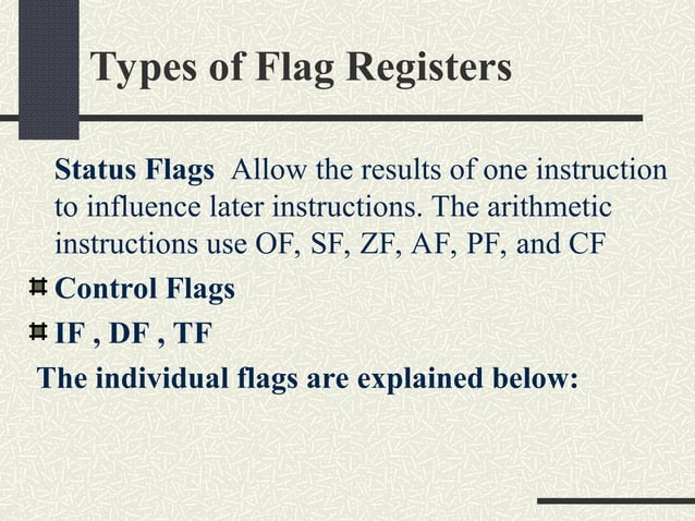 (Registers & Flags ) and their function in assembly | PPT