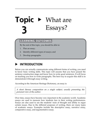 Topic 3 what are essays | PDF