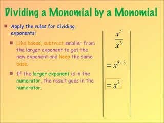 Topic 4 dividing a polynomial by a monomial | PDF