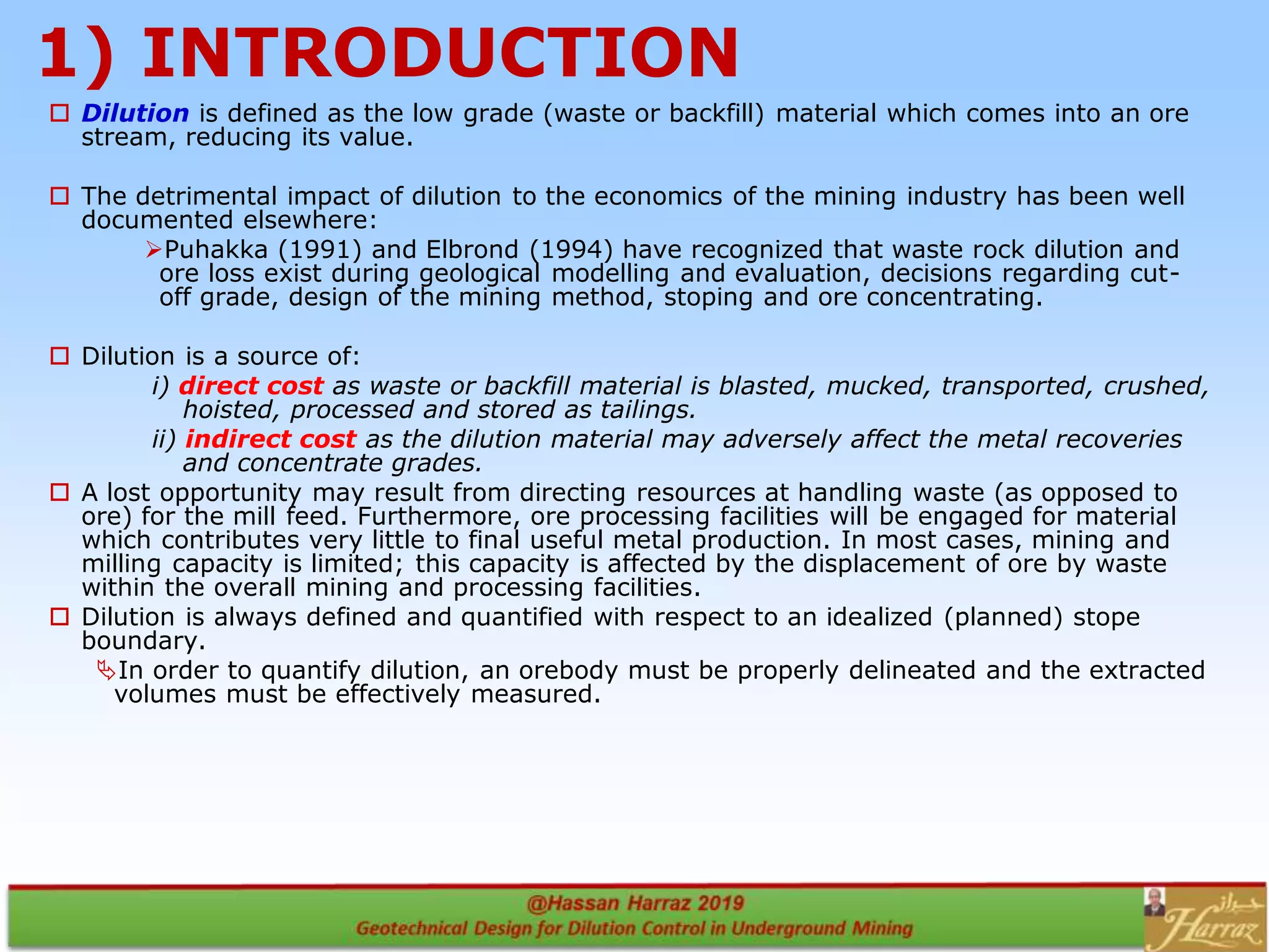 geotechnical design for dilution control in underground mining | PDF