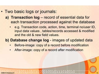 Topic 4 database recovery | PPTX