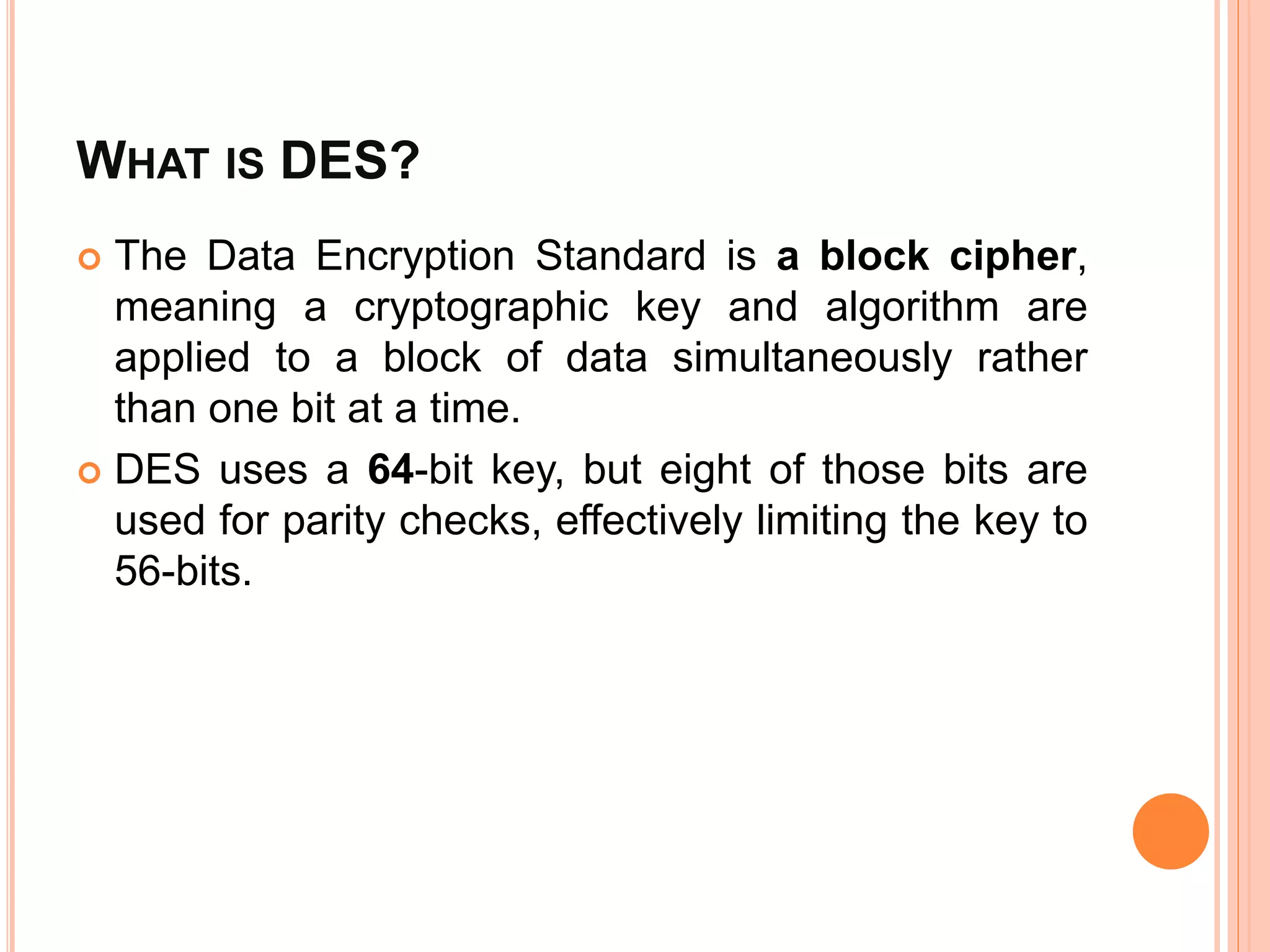 Topic4 Data Encryption Standarddes Pptx Programming Languages Computing