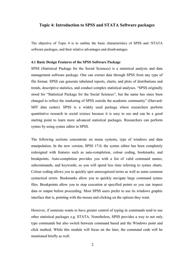 Topic 4 intro spss_stata 30032012 sy_srini | DOCX | Operating Systems | Computer Software and ...