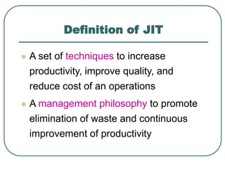Topic 4 JIT.ppt | Mechanical and Industrial Engineering Industry | Industries