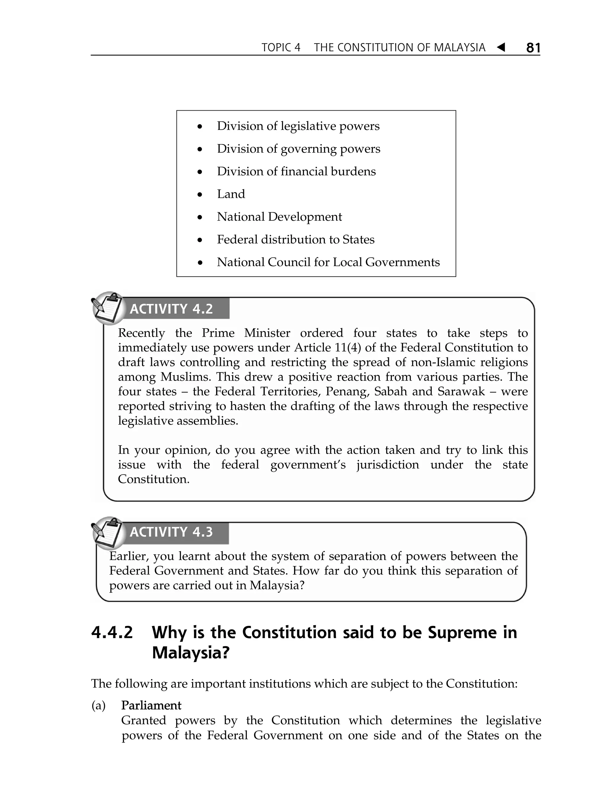 Topic 4 the constitution of malaysia | PDF